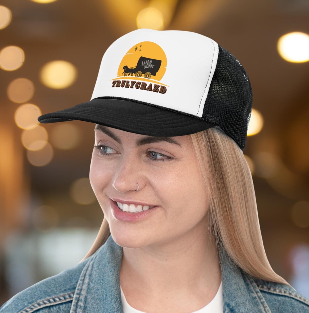 Wild West Trucker Cap, Sunset Western Wagon, Summer Hat, Concert Cap ...