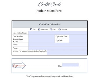 Credit Card Authorization Form for Speech Therapy editable, Fillable ...