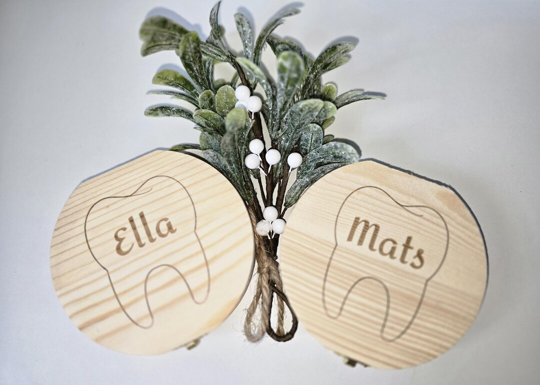 Personalized Wooden Baby Teeth Box - Unisex Wooden Tooth Box for Baby ...