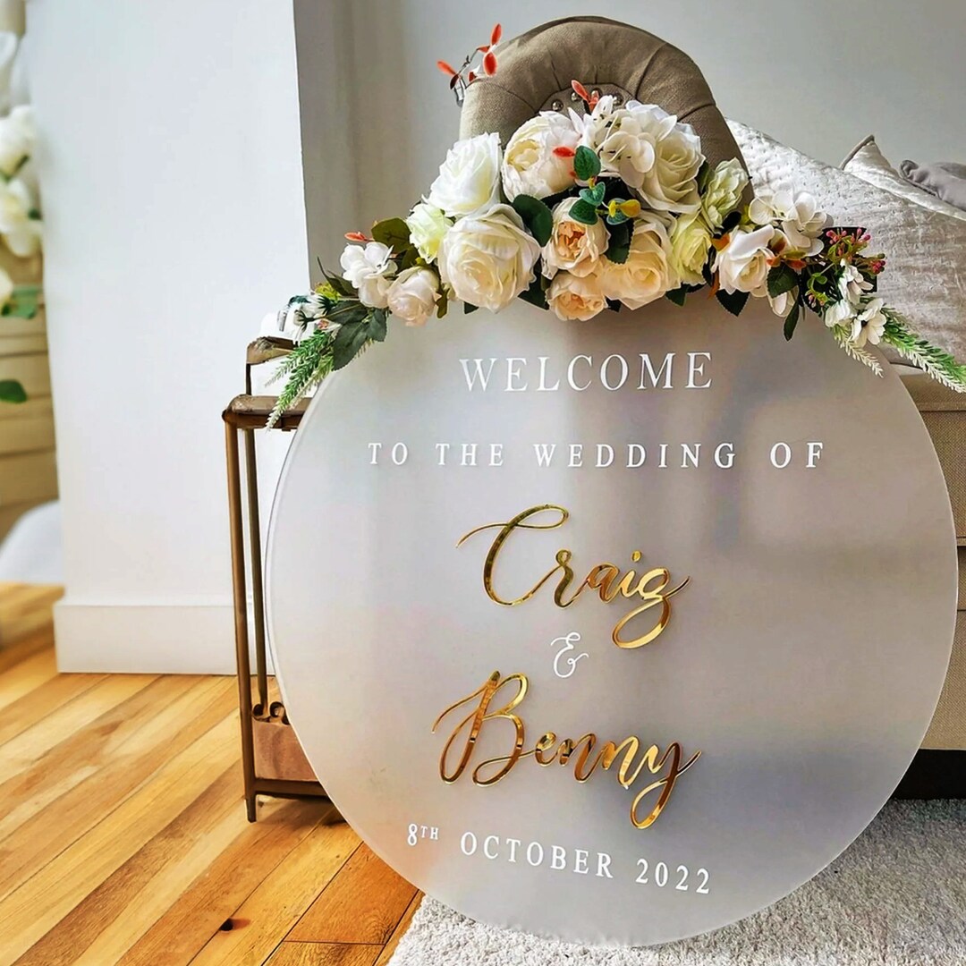 Custom Round Acrylic Welcome Sign Custom Wedding Sign Reception Welcome ...