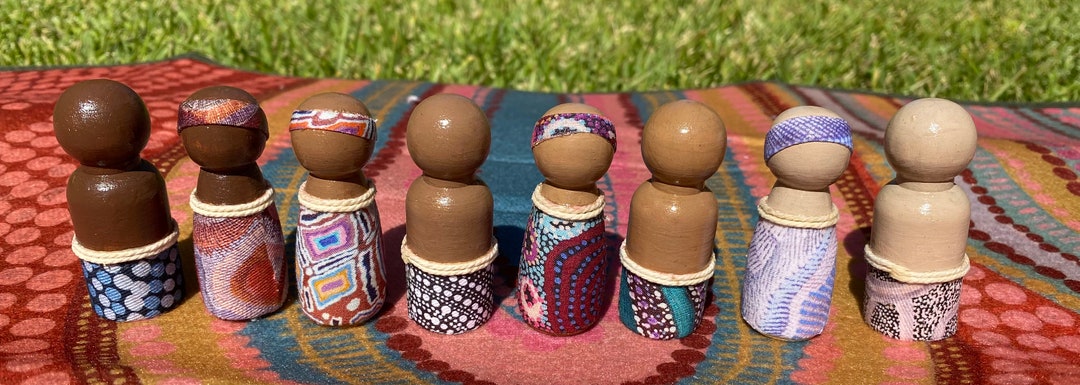 8 Set Indigenous Large Peg Doll - Etsy Australia