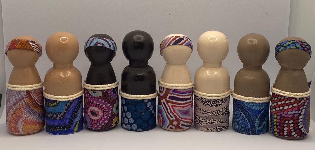 8 Set Indigenous Large Peg Doll - Etsy Australia