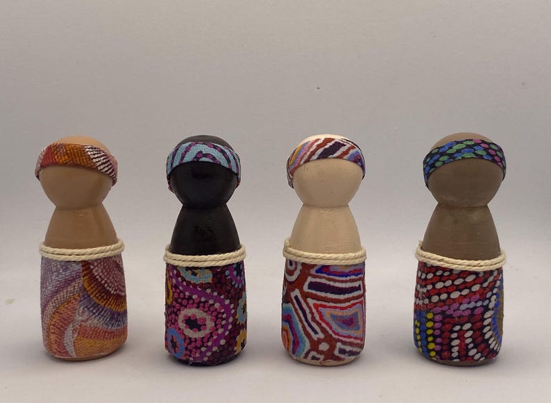 8 Set Indigenous Large Peg Doll - Etsy Australia