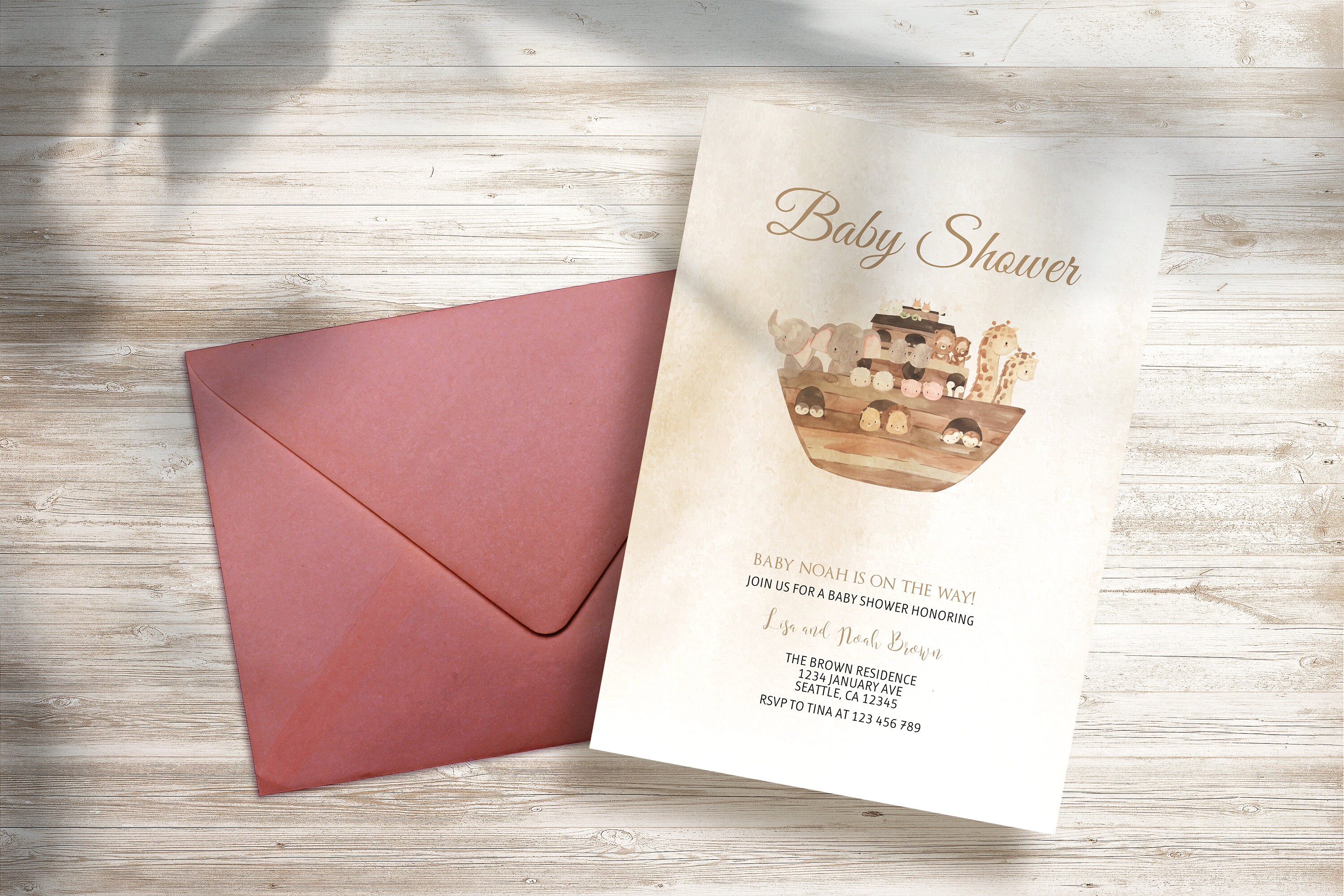 Editable Noah's Ark Theme Animals Baby Shower Sprinkle Invitation ...