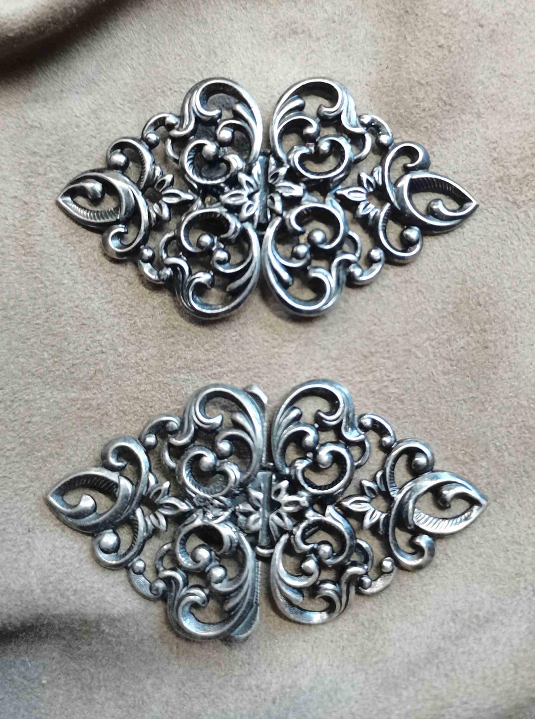 2 Pairs of Metal Bodice Hooks, Dirndl, Corset, Gothic Style ...