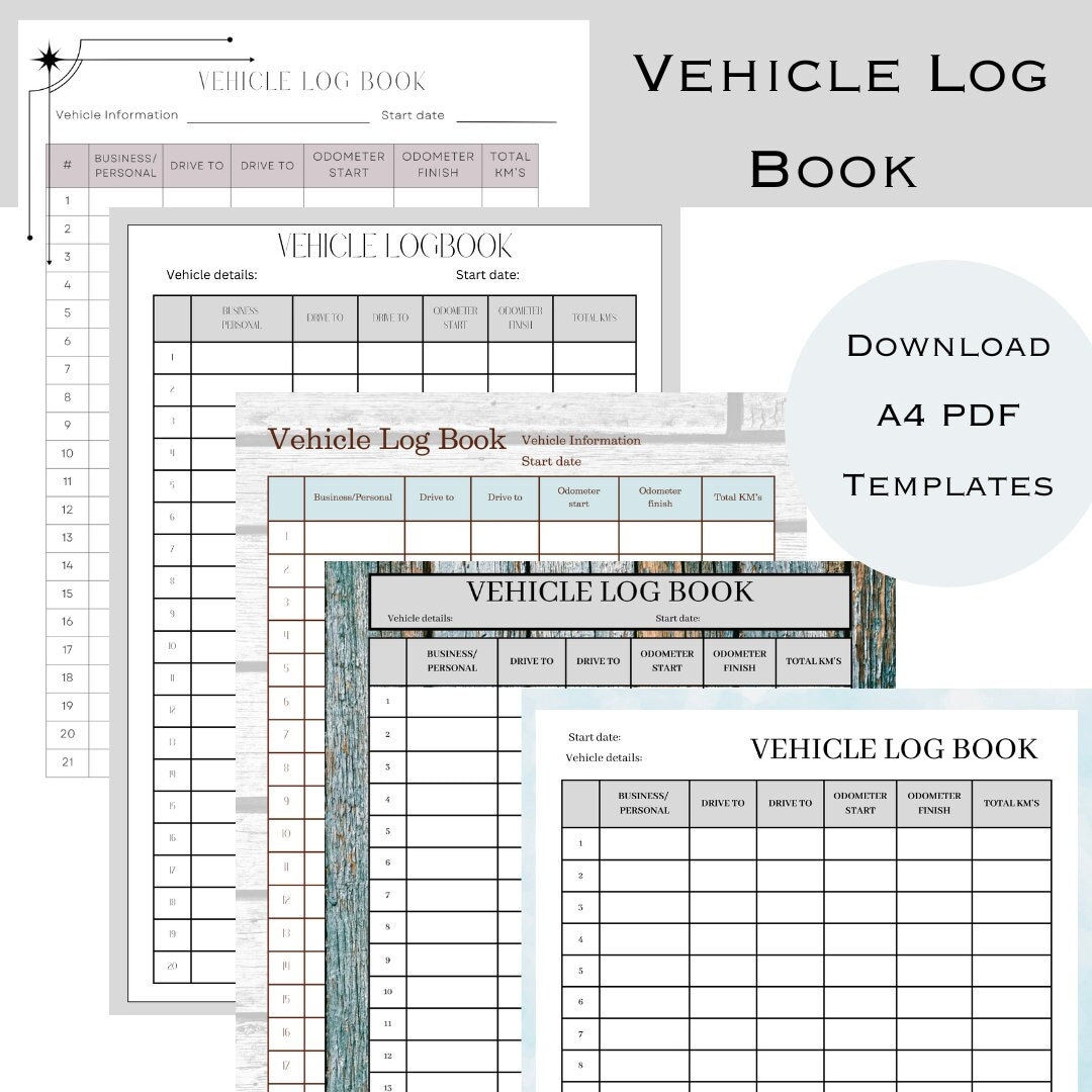 Vehicle Log Book A4 PDF Templates - Etsy Australia