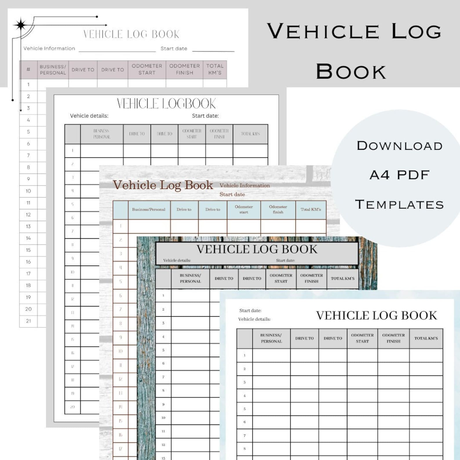 Vehicle Log Book A4 PDF Templates - Etsy Australia