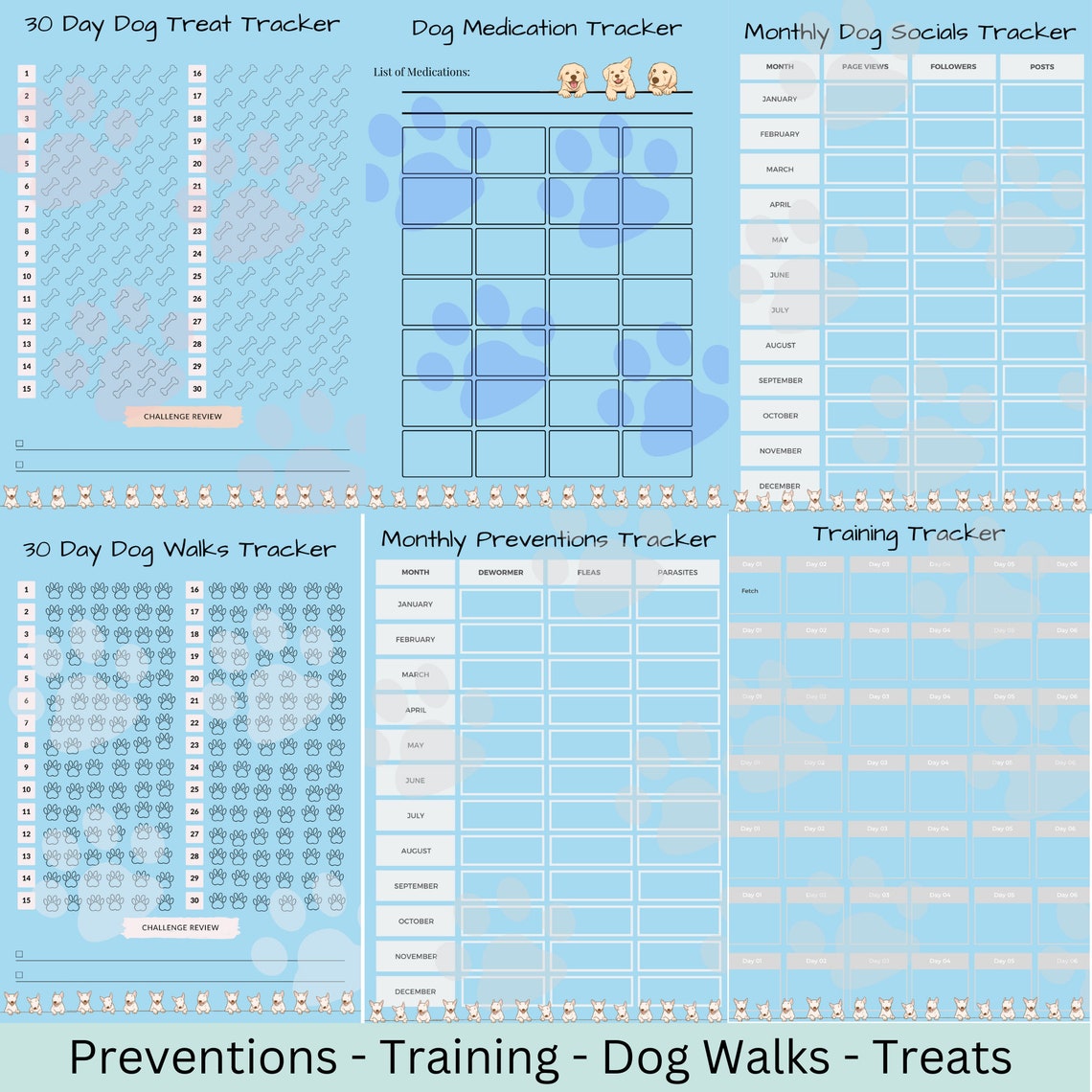 Dog Planner Printable Sky Blue - Etsy