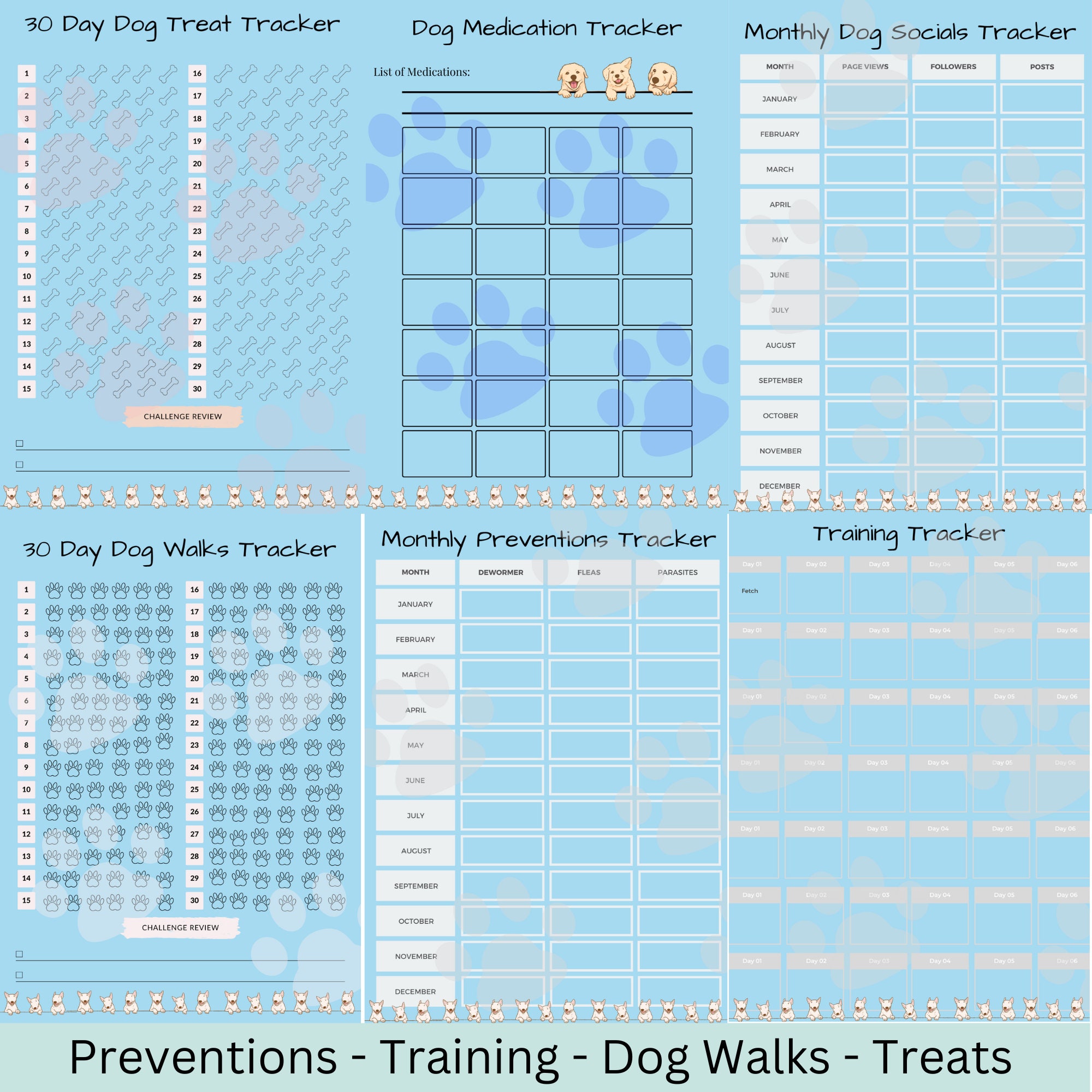 Dog Planner Printable Sky Blue - Etsy