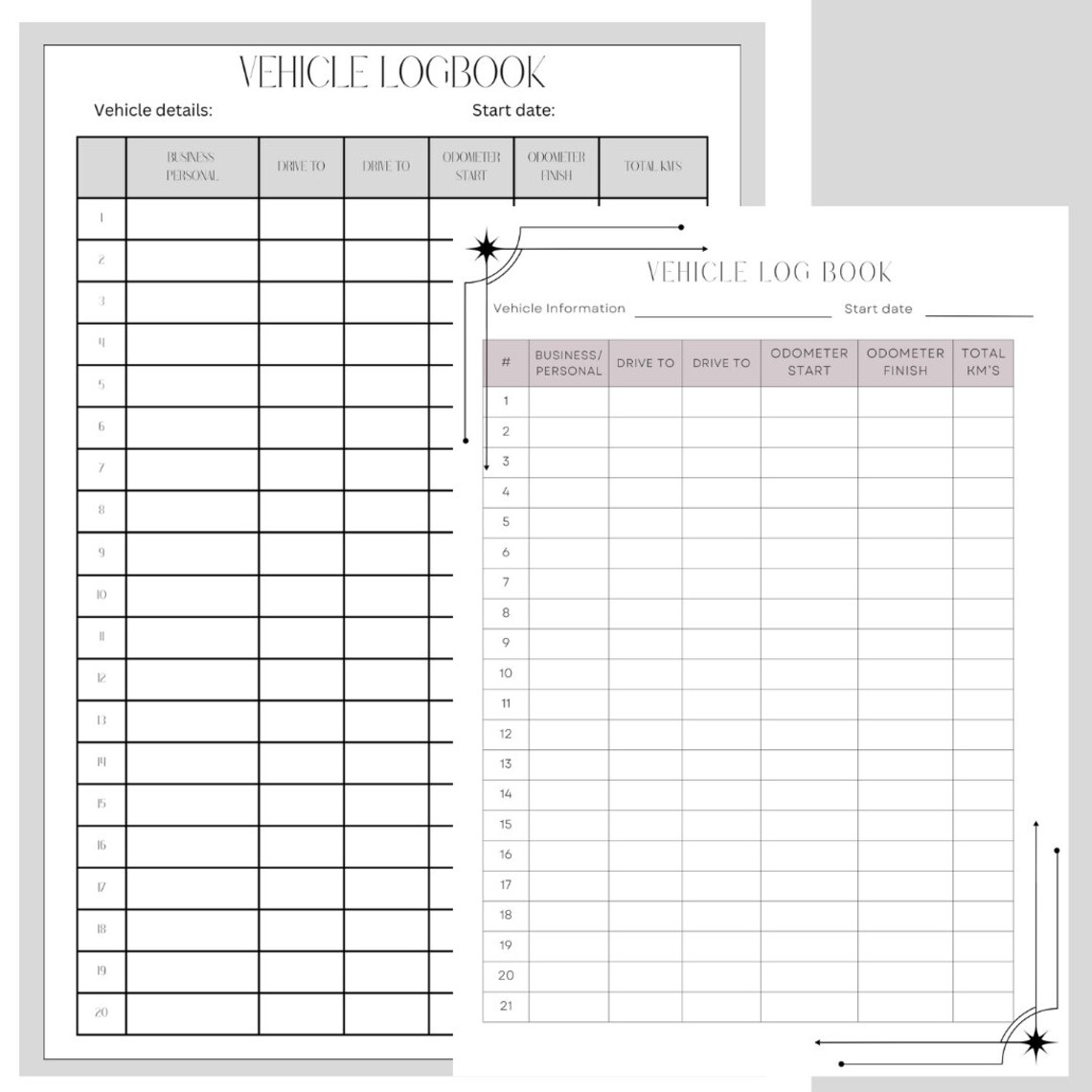 Vehicle Log Book A4 PDF Templates - Etsy Australia