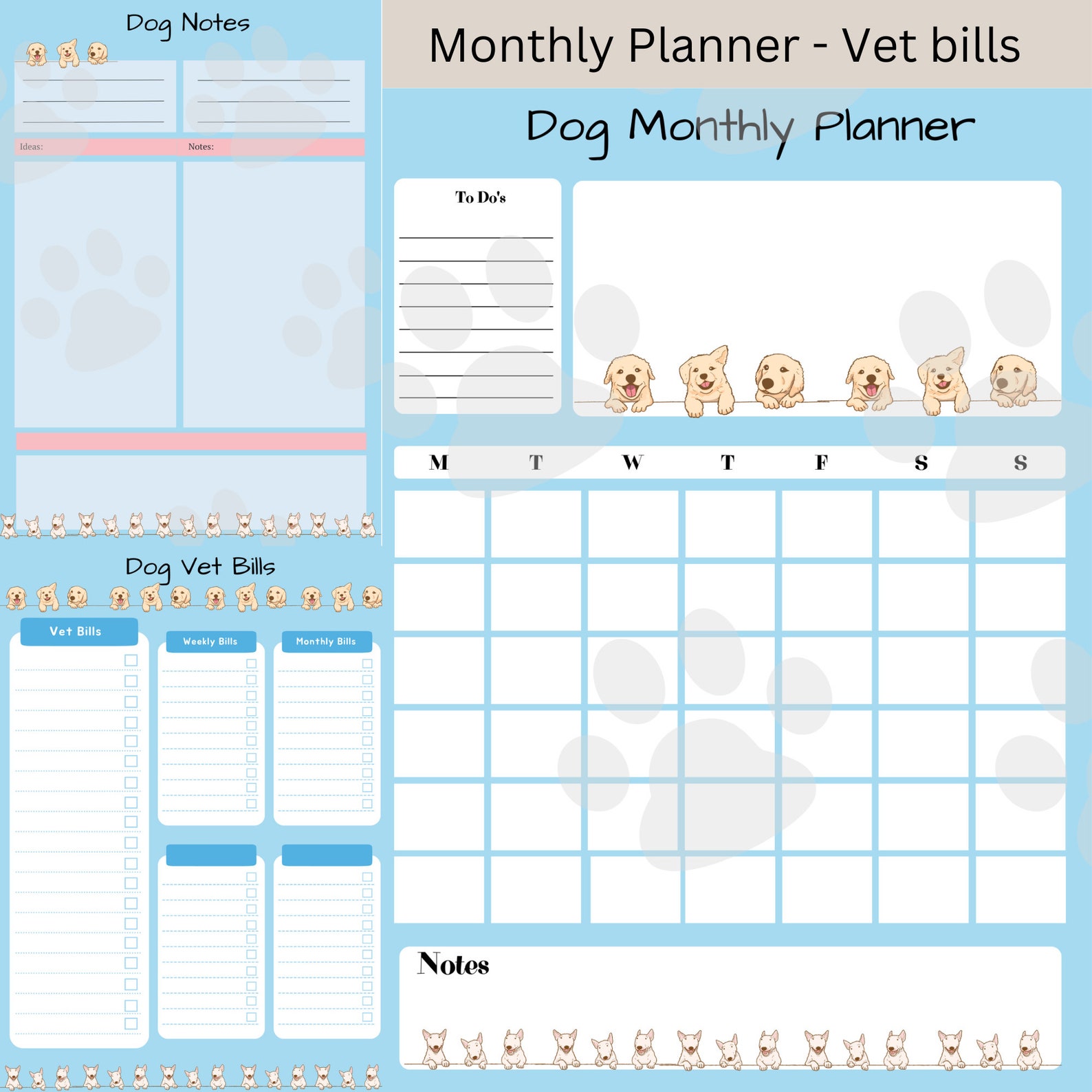 Dog Planner Printable Sky Blue - Etsy