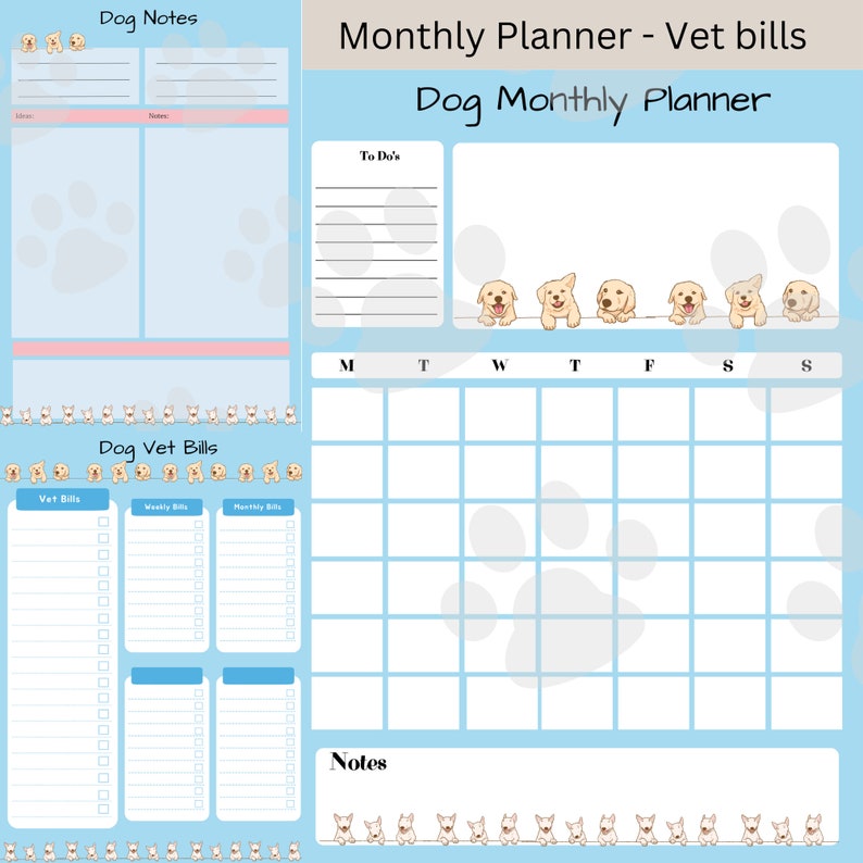 Dog Planner Printable Sky Blue - Etsy