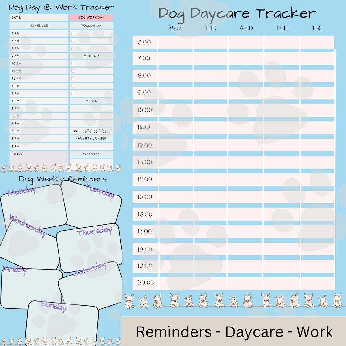Dog Planner Printable Sky Blue - Etsy