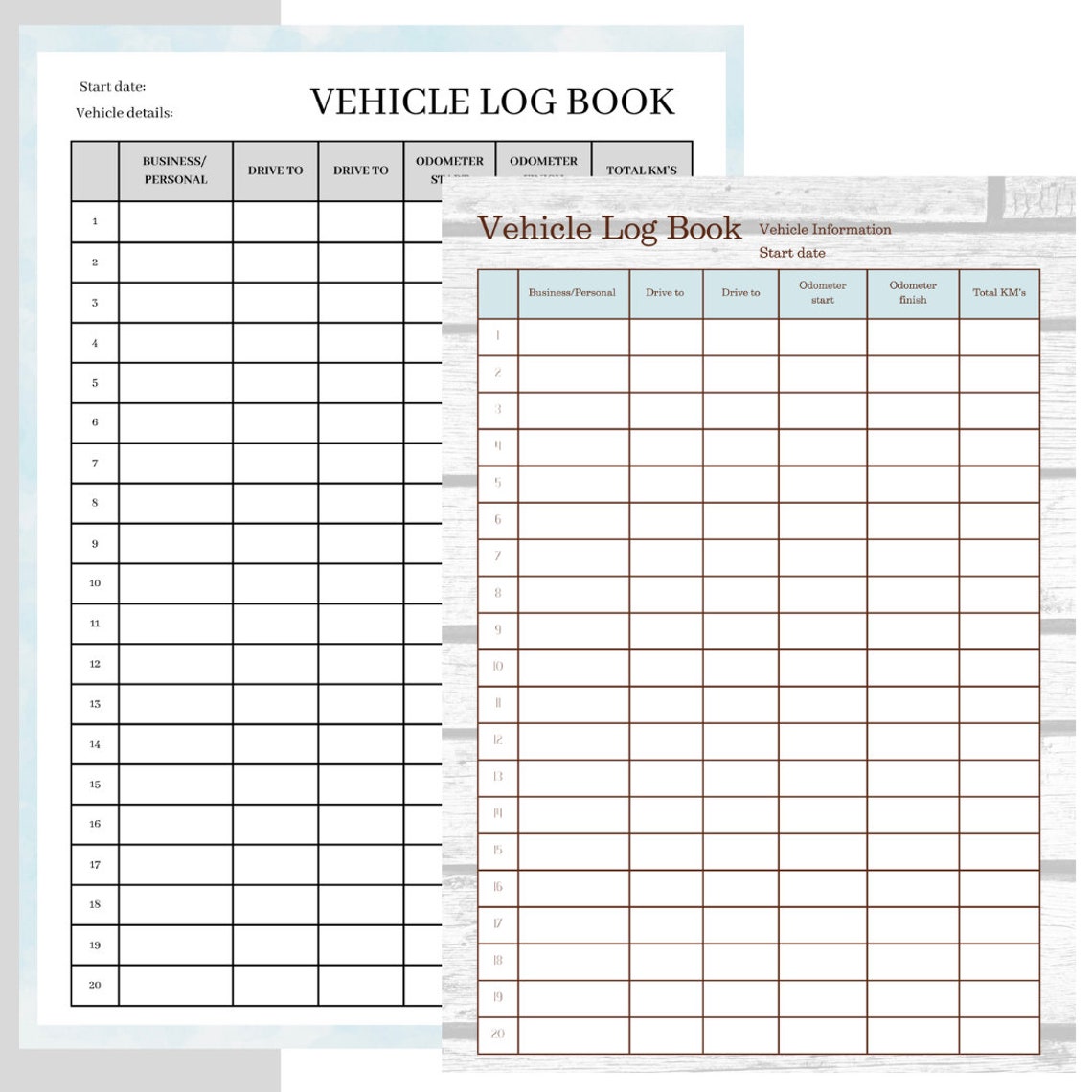 Vehicle Log Book A4 PDF Templates - Etsy Australia