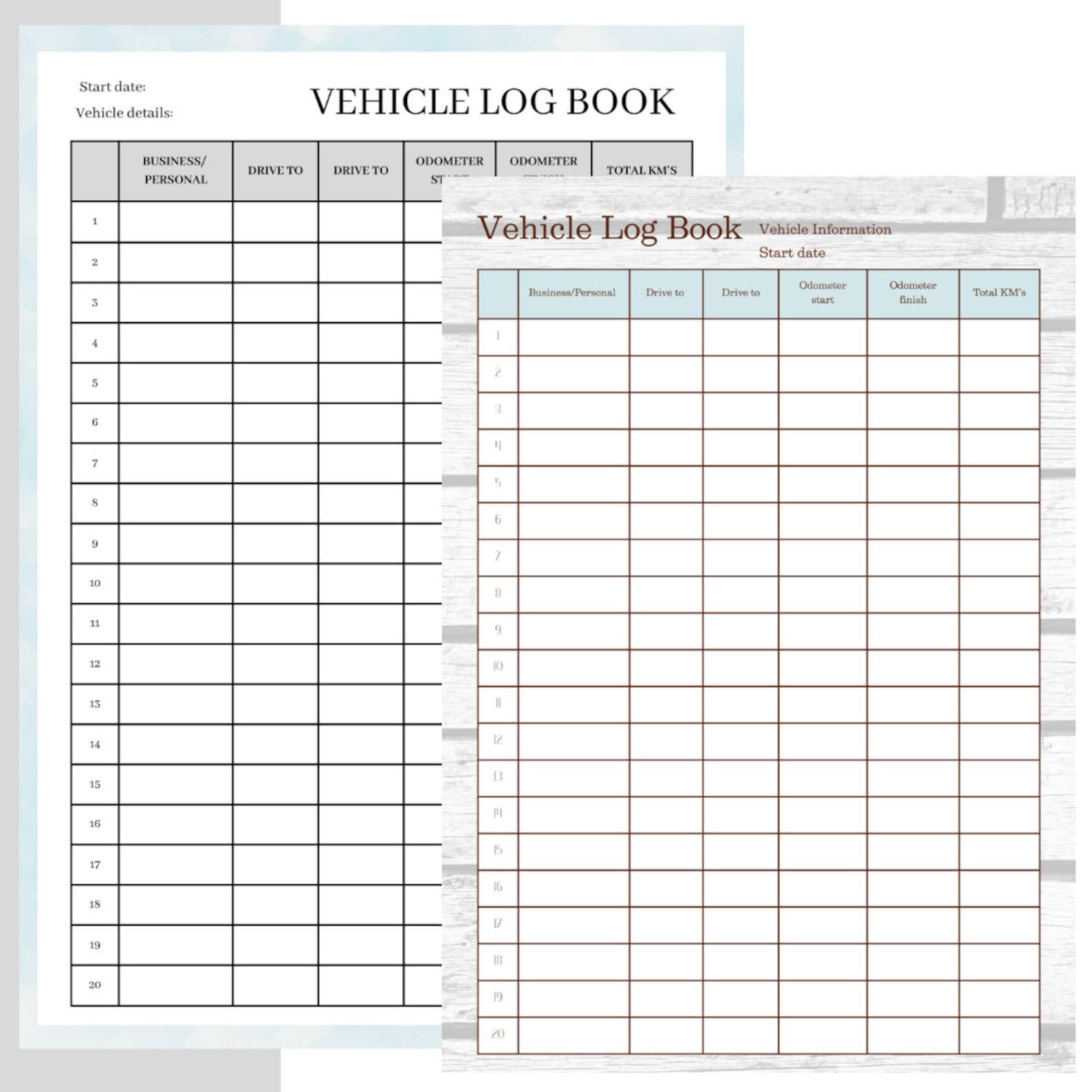 Vehicle Log Book A4 PDF Templates - Etsy Australia
