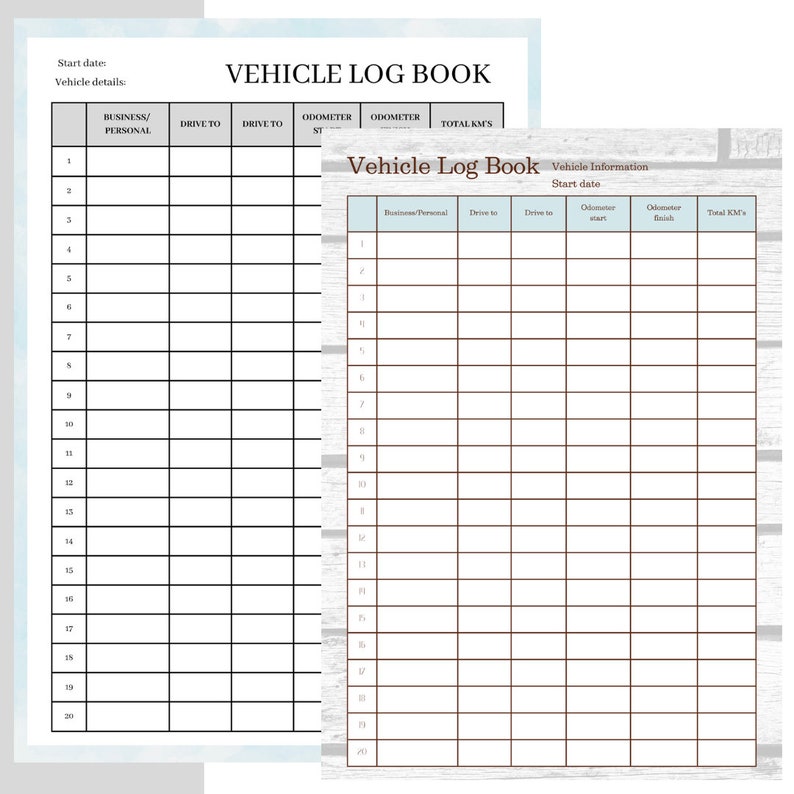 Vehicle Log Book A4 PDF Templates - Etsy Australia