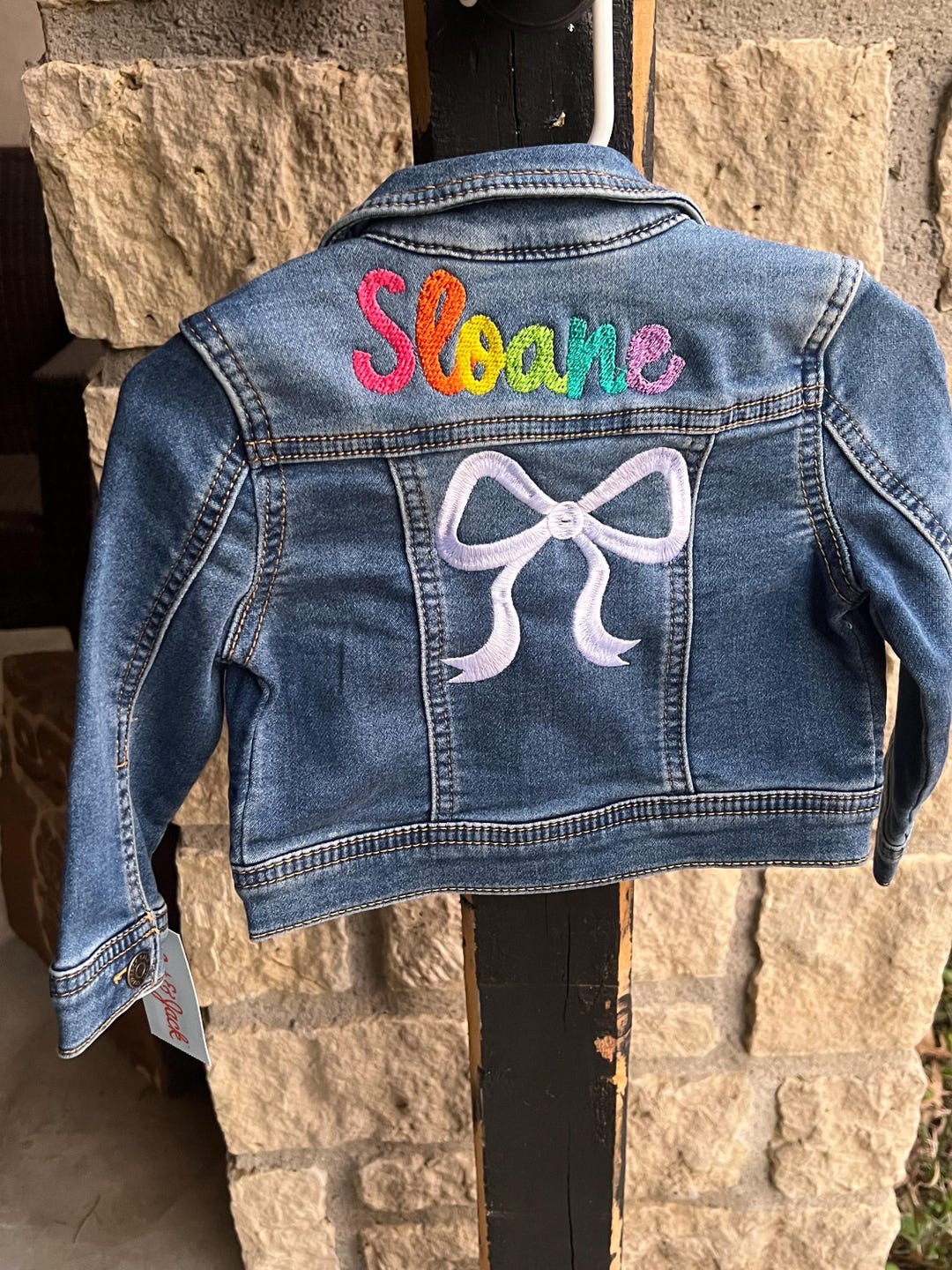Girls Embroidered Denim Jacket With Name - Etsy