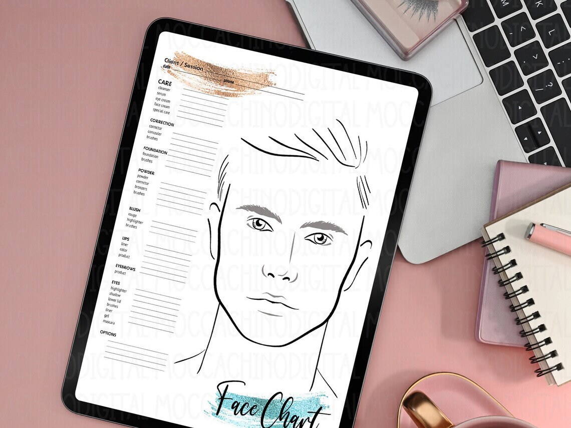 Male and Female Face Chart, Face Chart for Makeup ,printable Make up ...