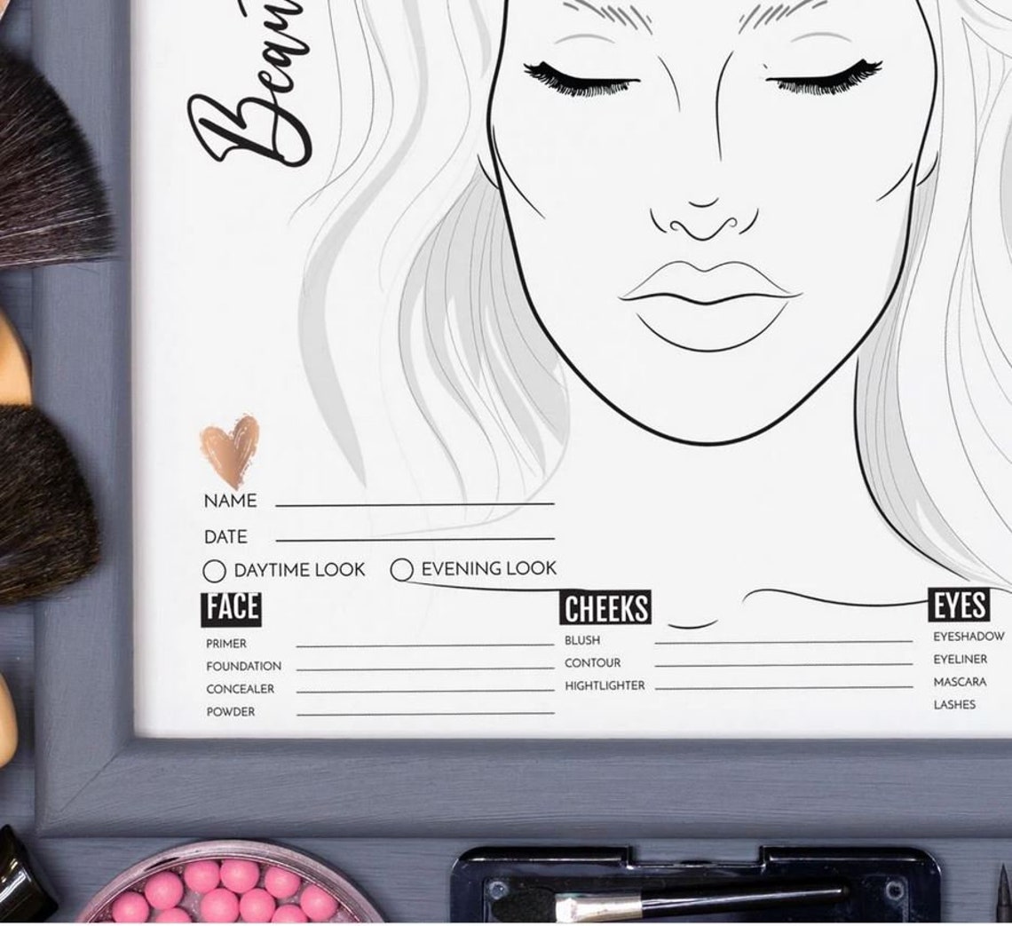 Makeup Face Chart Template: Practice Beauty Charts (PDF & PNG) - Etsy