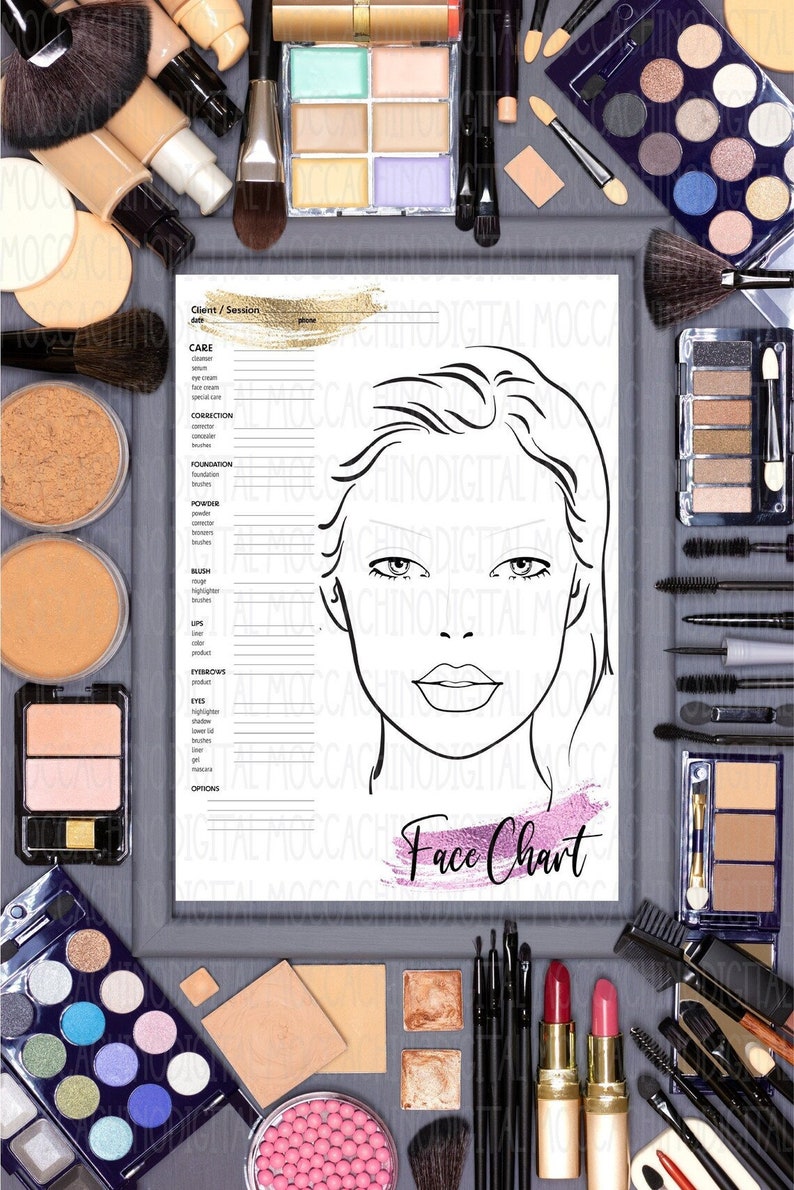 Female Face Chart, Face Chart for Makeup ,printable Makeup Artist ...