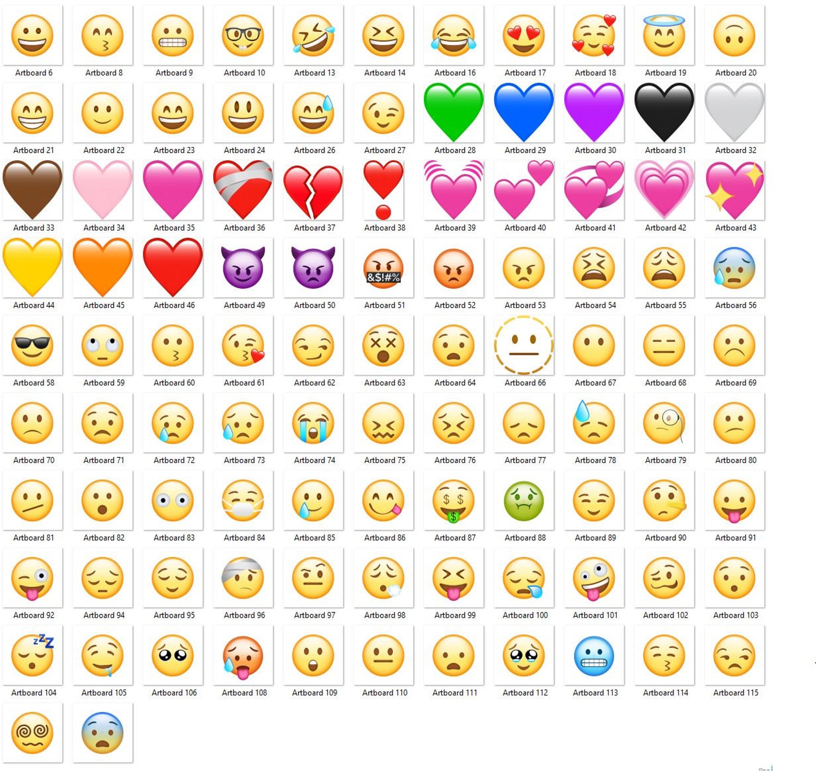 101 Emoji PNG Bundle | Digital Emoticon Faces Clipart (digital Download ...