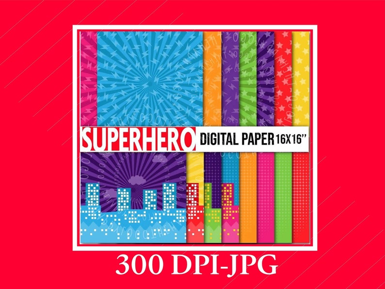 Most Famous Superheros Digital Papers -super Hero Design for Fabric16 ...