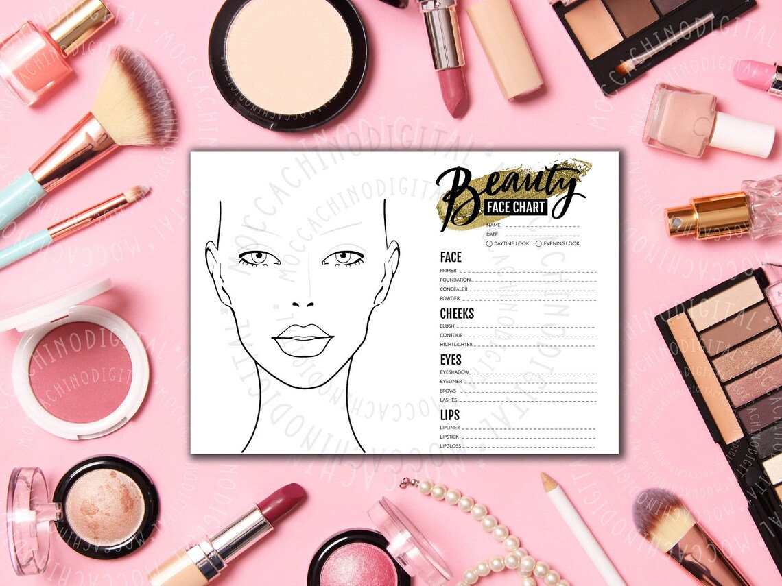 Female Face Chart, Makeup Training,beauty Face Chart for ,printable ...