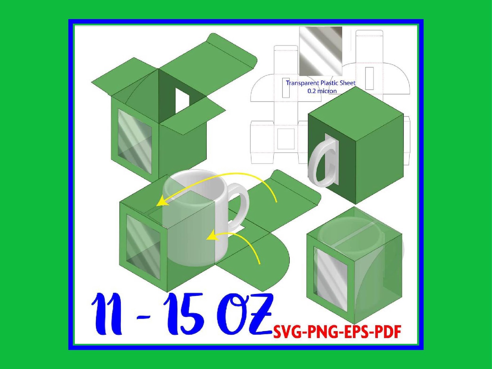 11 Oz-15 Oz Mug Gift Box Template Cut Files, Mug Press Svg, Mug Gift ...