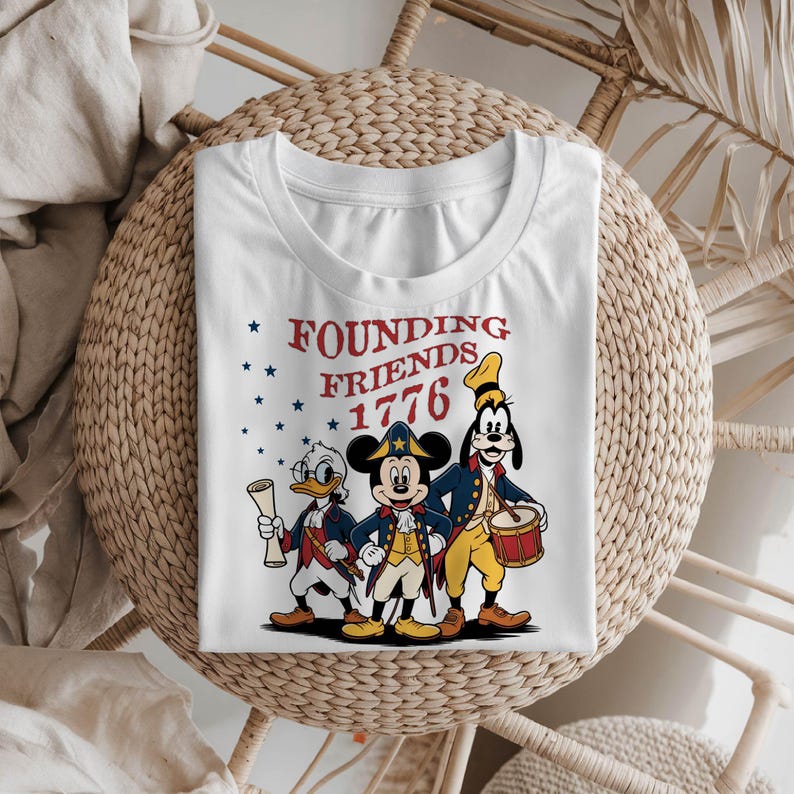 Mickey and Friends Founding PNG | Colonial Cartoon Trio USA 1776 Art ...