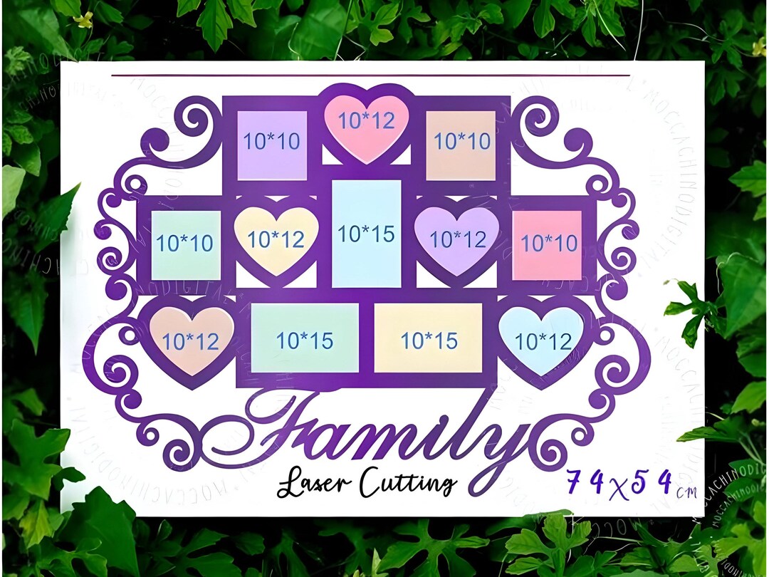 Laser Cut Photo Collage Frame SVG Bundle: Family Wedding Favor (digital ...