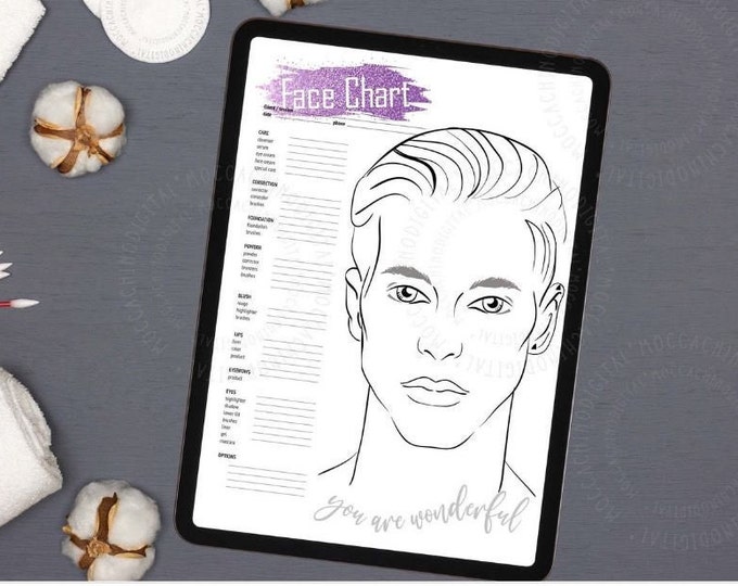 Makeup Face Chart, Printable Makeup Practice Sheets, Makeover Form, Digital Instant Download ...