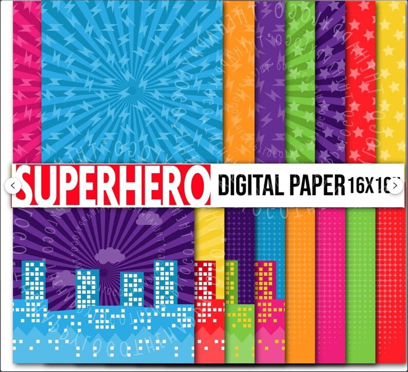 Superhero Digital Paper,most Famous Superheros Digital Papers,comic ...