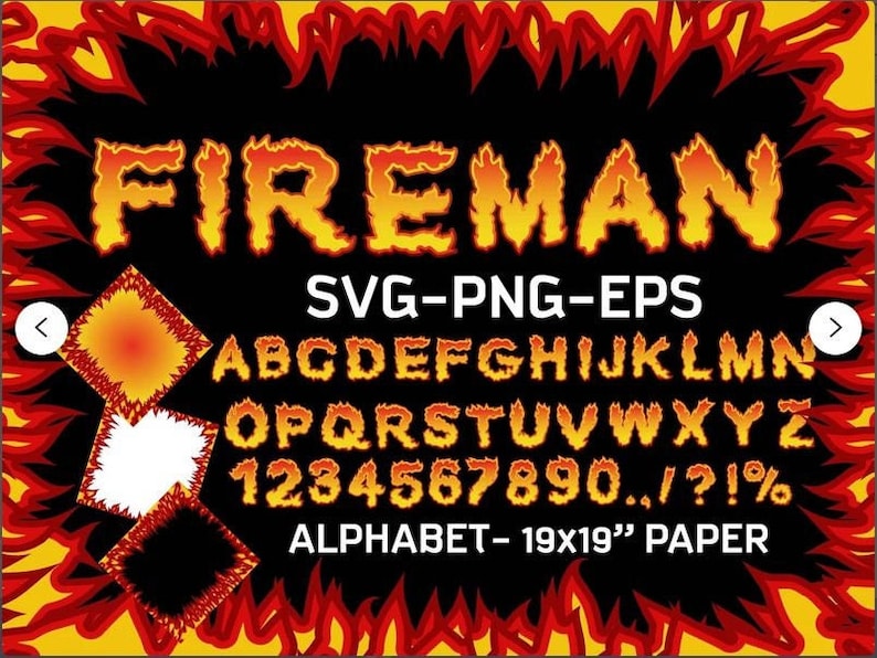 FIRE Alphabet and Numbers, 19''x19'' Fire PAPER, Party Letters Svg ...
