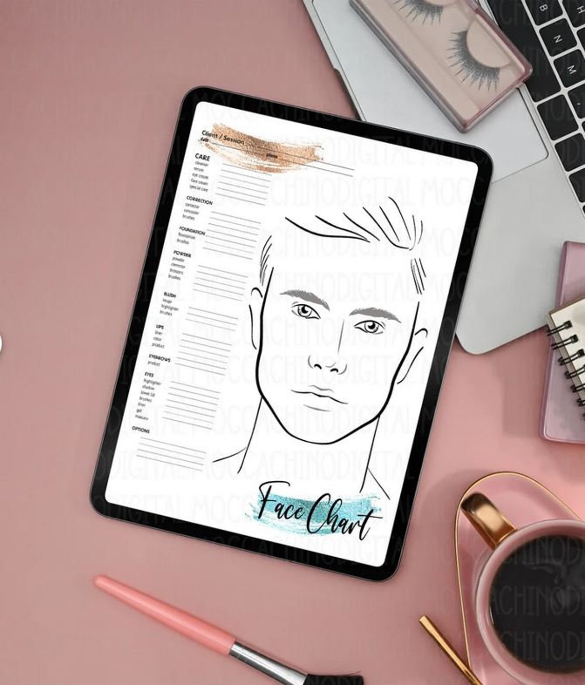 Male Face Chart, Face Chart for Makeup ,printable Make up Artist ...