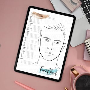 Male Face Chart Template | Makeup Artist Practice PDF PNG - Etsy