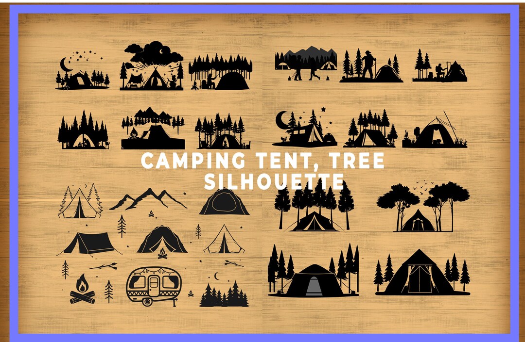 Camping Tent and Tree Silhouette Bundle | Outdoor Adventure SVG ...