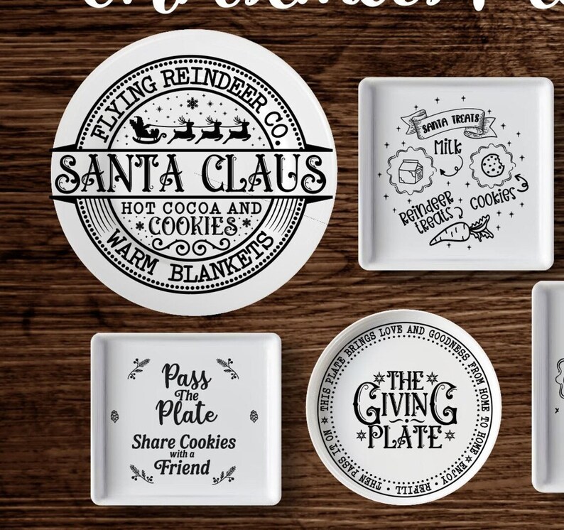 Christmas Plate SVG Set: Giving Plate, Santa, Cookies (digital File) - Etsy