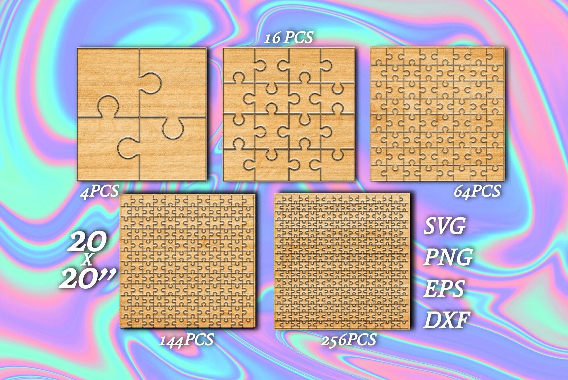 Jigsaw Puzzle Template SVG, Laser Cut Clipart - Digital Puzzle Vector ...