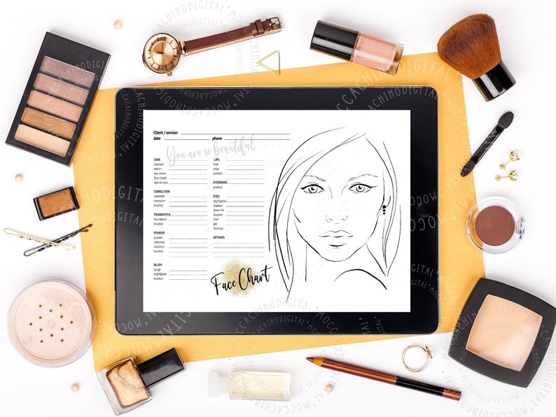 Beauty Chart, Face Chart or Makeup Chart. 3 SIZE Printable Make up ...