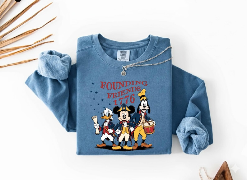 Mickey and Friends Founding PNG | Colonial Cartoon Trio USA 1776 Art ...