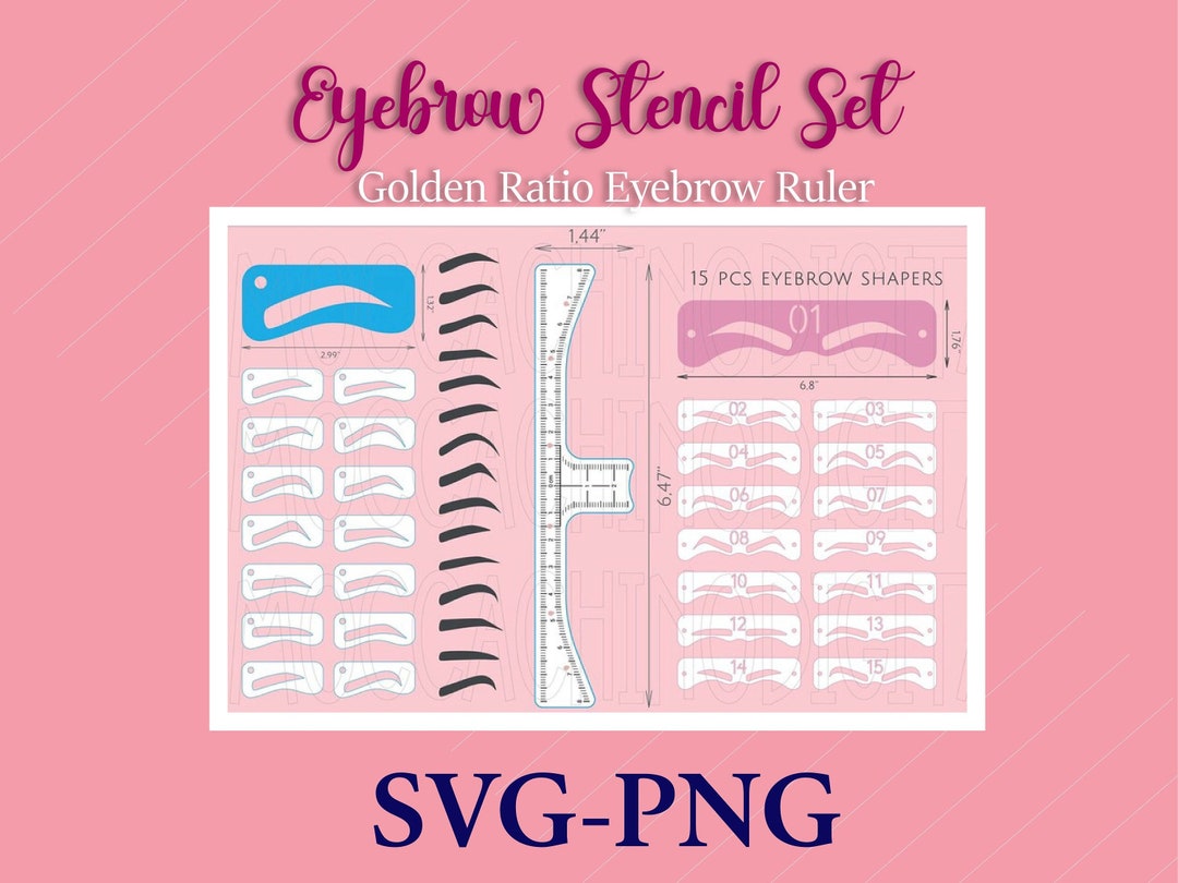 15 Eyebrow Stencil Set SVG | Reusable Microblading & Brow Practice ...
