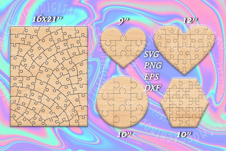 Jigsaw Puzzle Template SVG, Laser Cut Clipart Digital Puzzle Vector ...