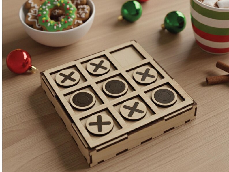 Laser Cut Tic Tac Toe Game Template: Wooden Board SVG DXF - Etsy Canada