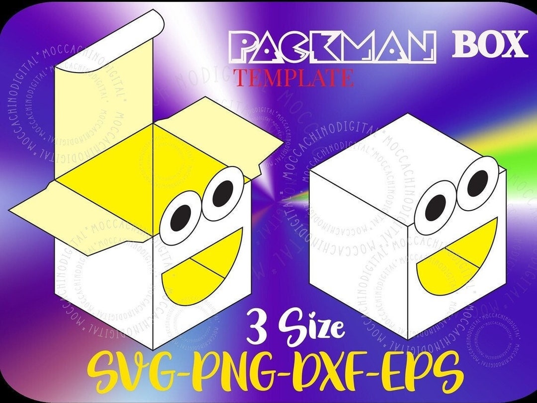 Pacman Treat Box Template, 3 Size SVG, PNG, EPS, Dxf (digital Files) - Etsy