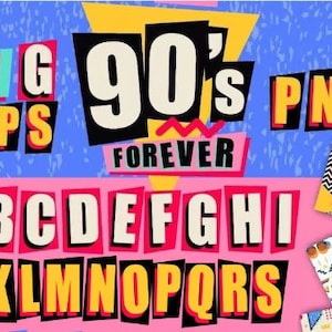 90s Retro Alphabet and Numbers SVG PNG | 80s 90s Party Letters Bundle ...