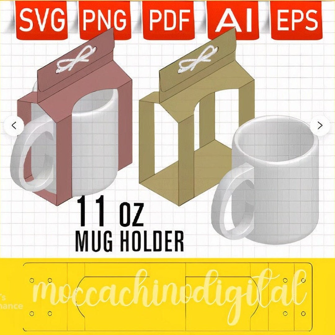 11oz Mug Box SVG Template | Cricut Mug Press Gift Design (digital ...