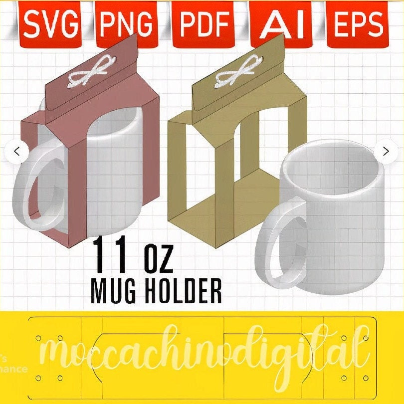 11oz Mug Box SVG Template | Cricut Mug Press Gift Design (digital ...