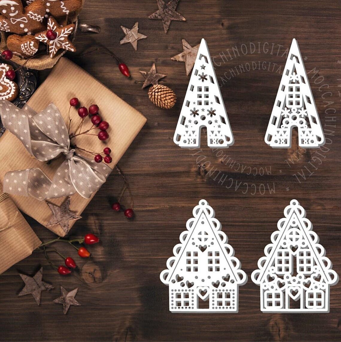 CNC Gingerbread House Svg,christmas House Svg, Gingerbread House LASER ...