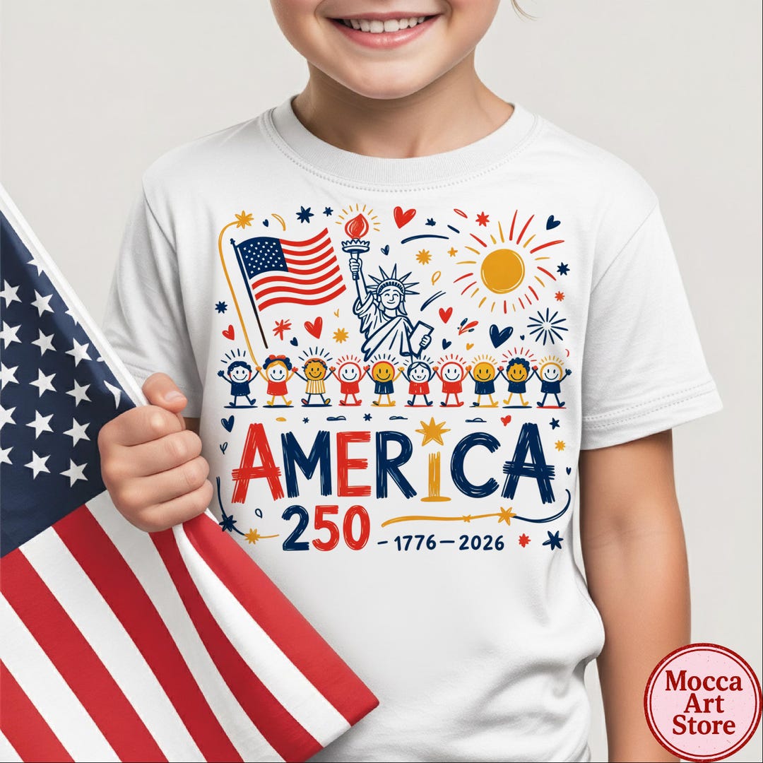 America 250 Kids Clipart, Doodle Patriotic Design (PNG) - Etsy