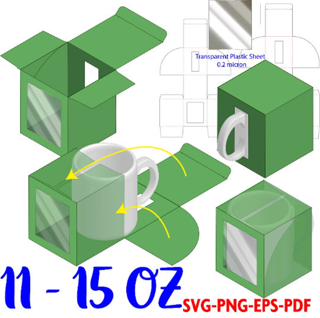 11 Oz-15 Oz Mug Gift Box Template Cut Files, Mug Press Svg, Mug Gift ...